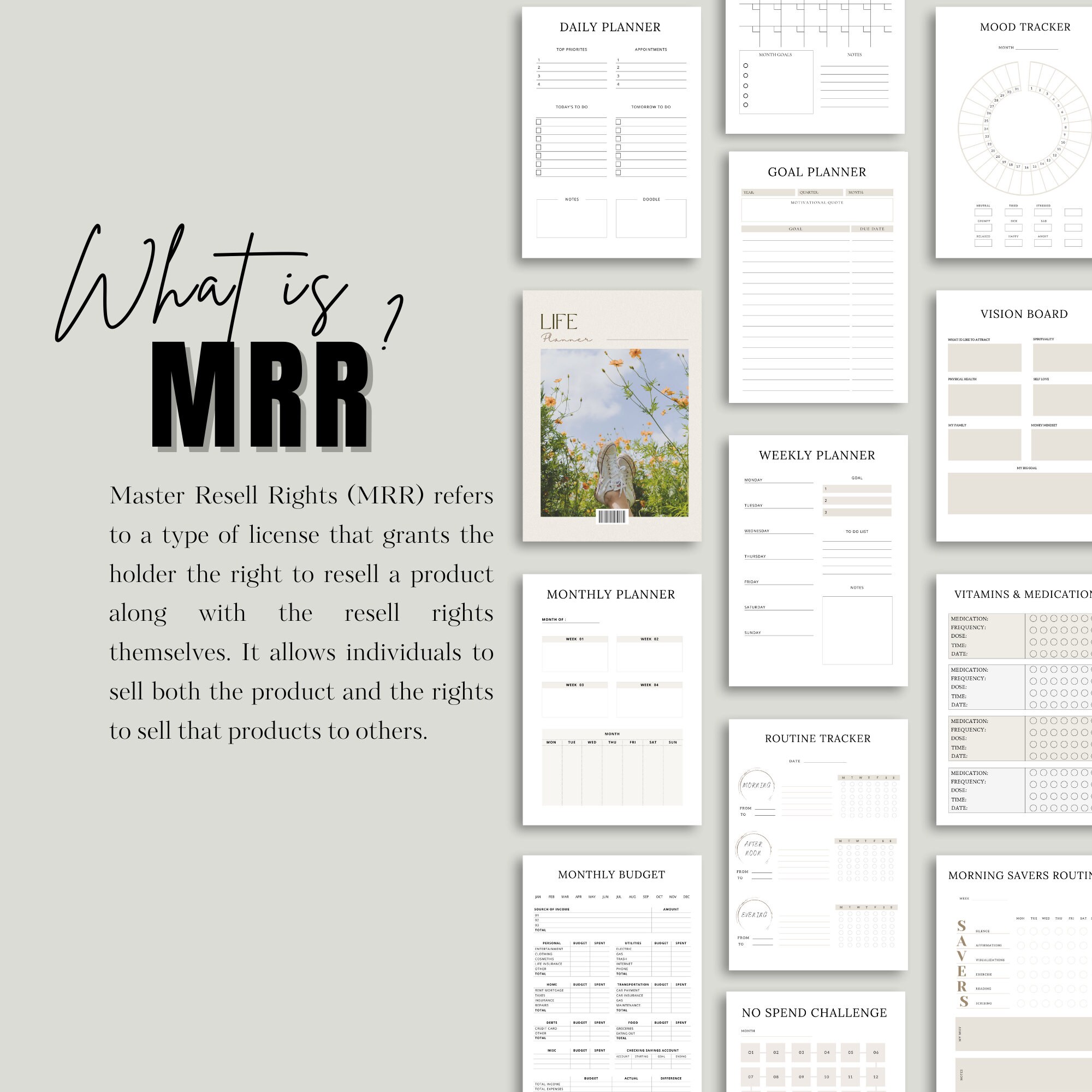 PLR Digital Planner, PLR Journal Tracker Template, Canva Editable ...