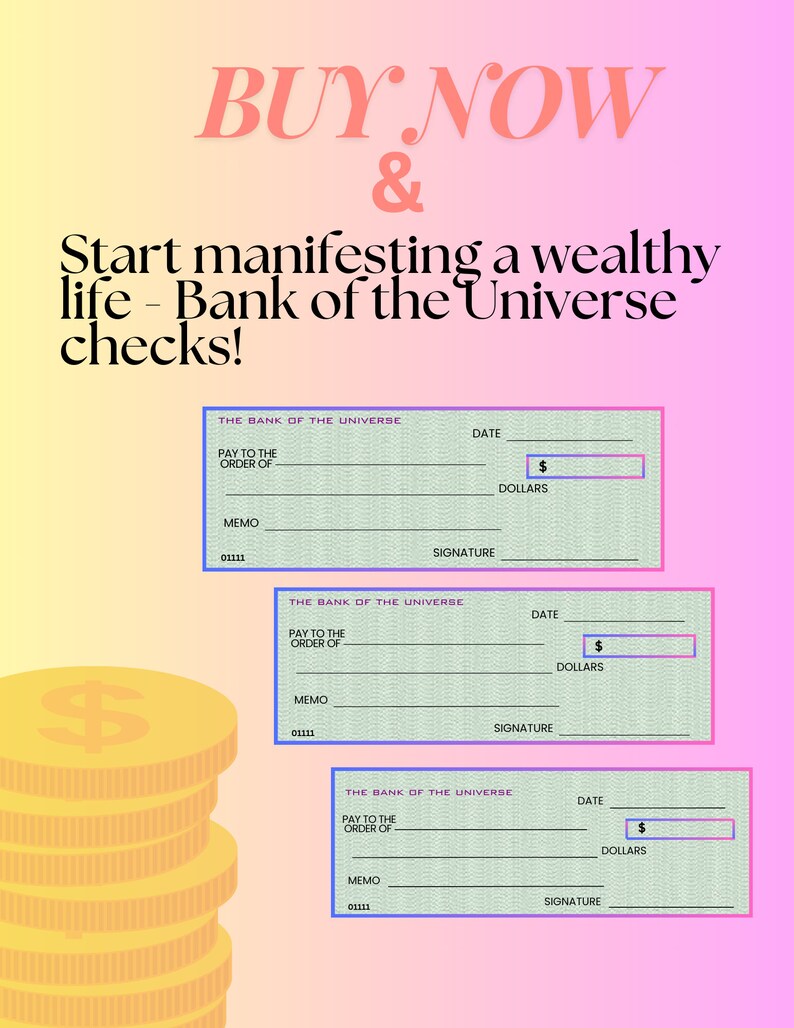 Printable Checks for Manifesting Money, Editable Money Manifestation ...