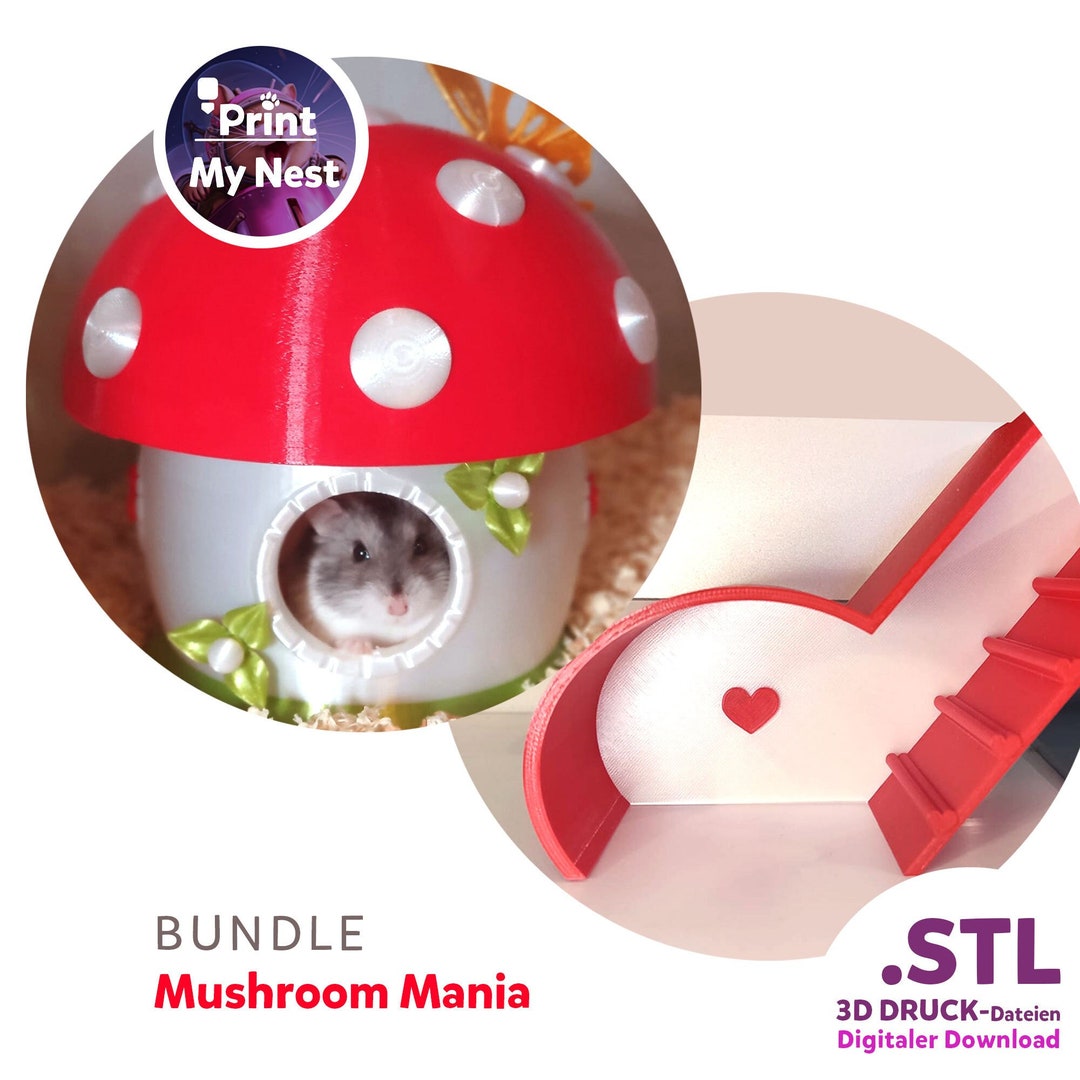 BUNDLE, STL Files Set for 3D Printing, Mushroom Hamster House & Heart ...