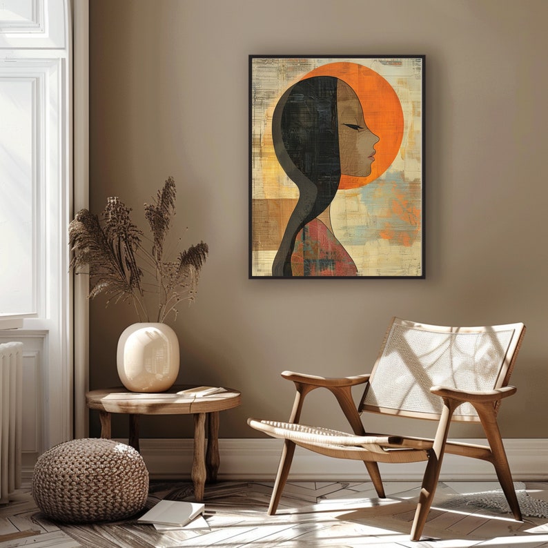 Women & Sun Art Print - Mid Century Modern Rustic Digital Download ...