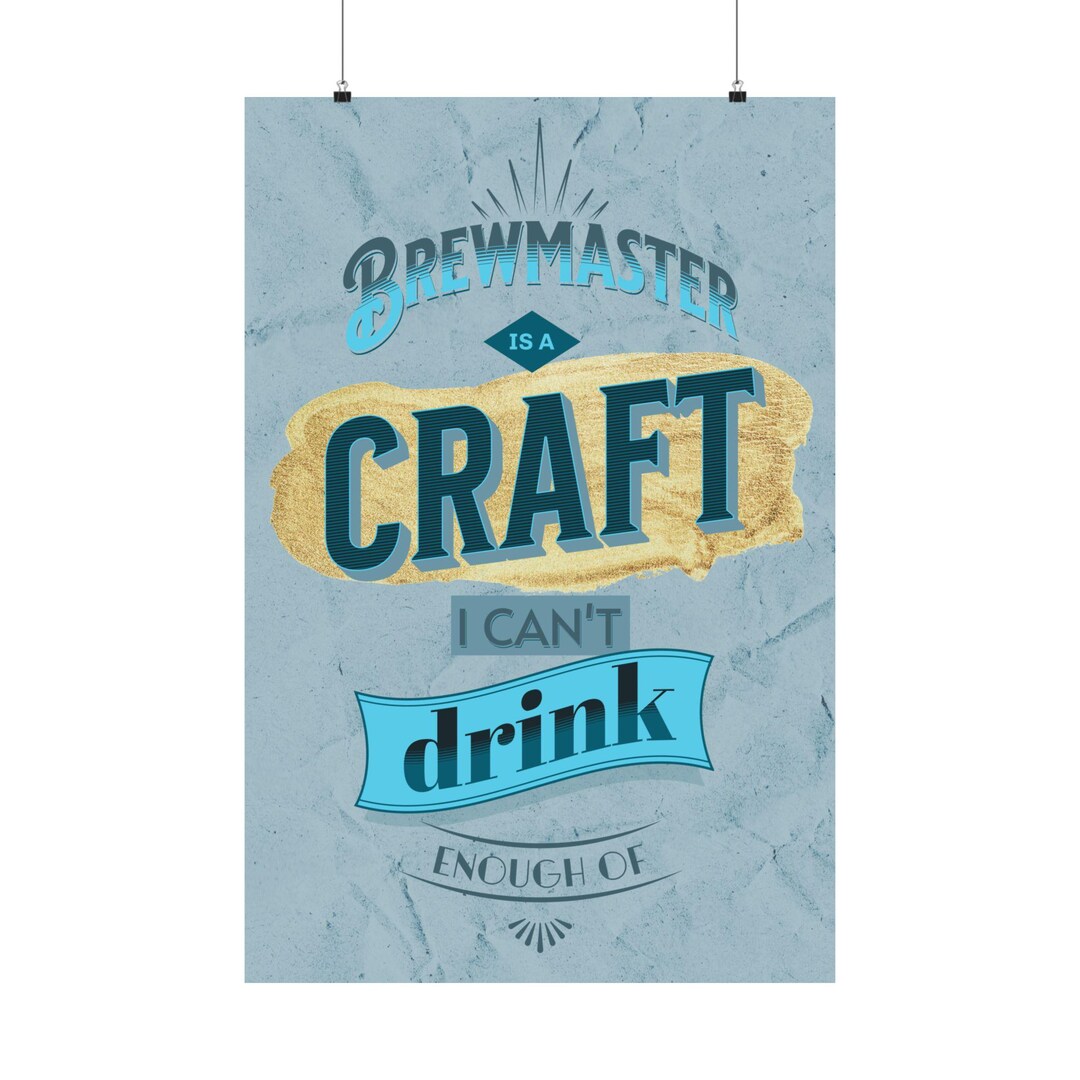 Brewmaster Matte Vertical Poster Craft Beer Wall Art for Home Bar Decor ...