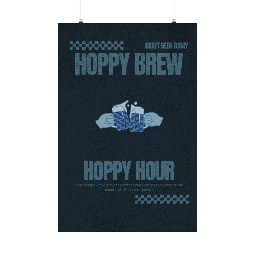Hoppy Brew Matte Vertical Poster Fun Craft Beer Wall Art for Home Bar ...