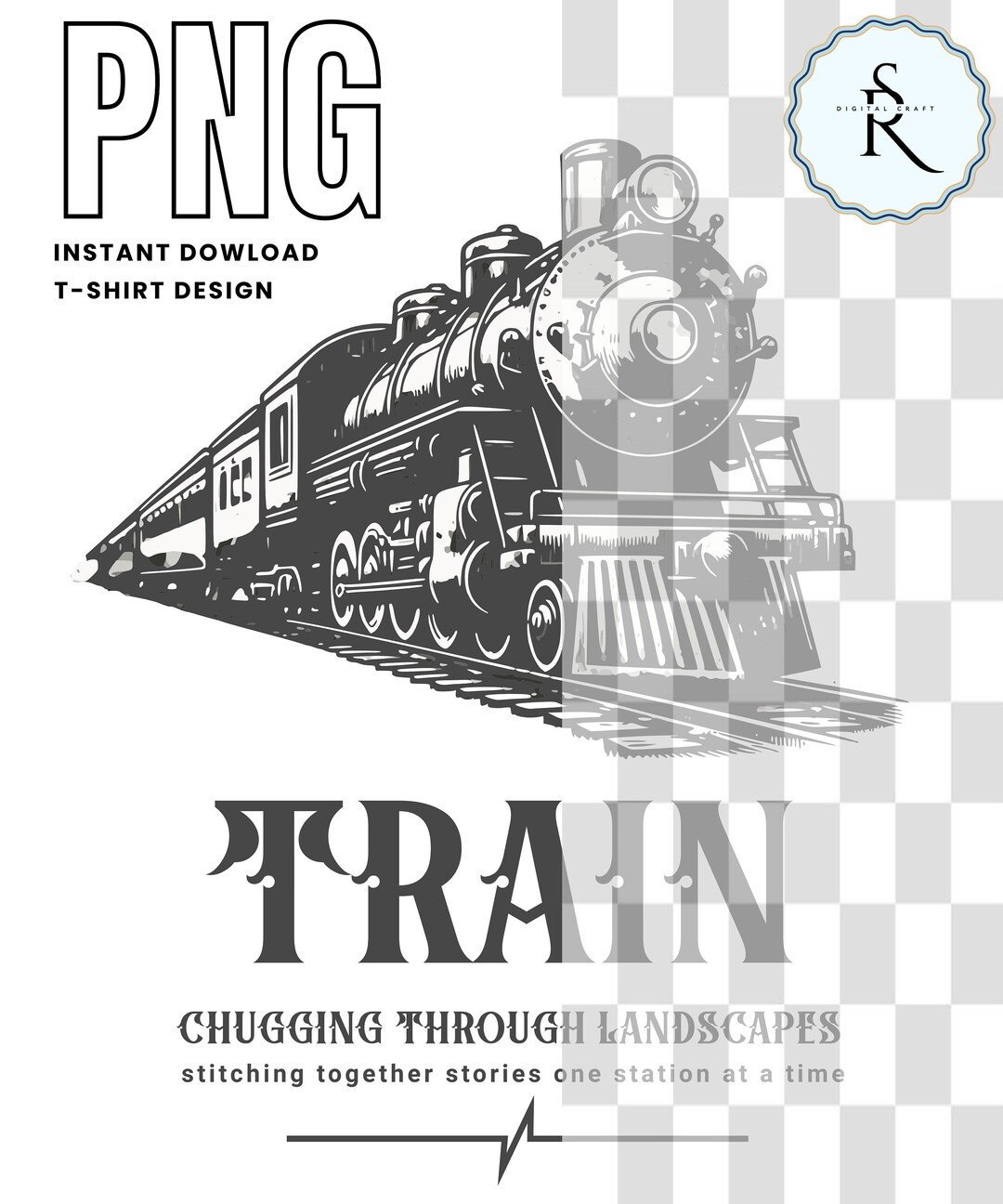 Vintage Train T-shirt Design Digital Download, Classic Locomotive Print ...