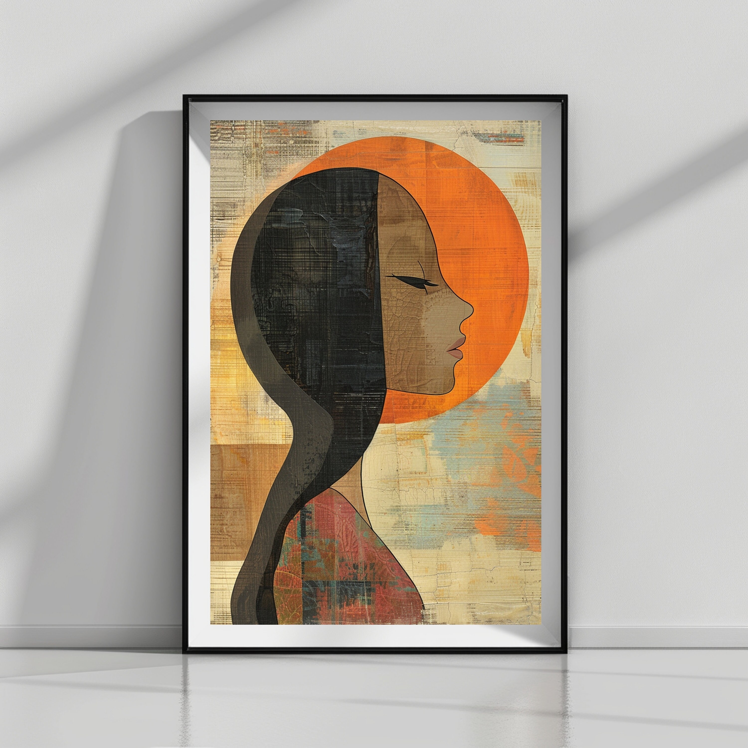 Women & Sun Art Print - Mid Century Modern Rustic Digital Download ...