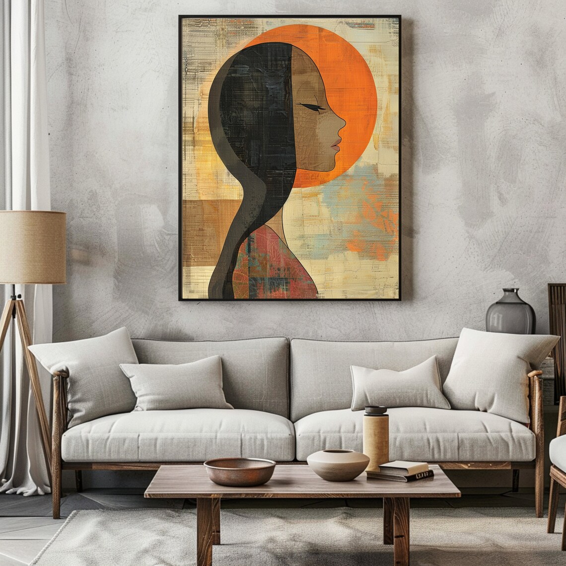 Women & Sun Art Print Mid Century Modern Rustic Digital Download ...
