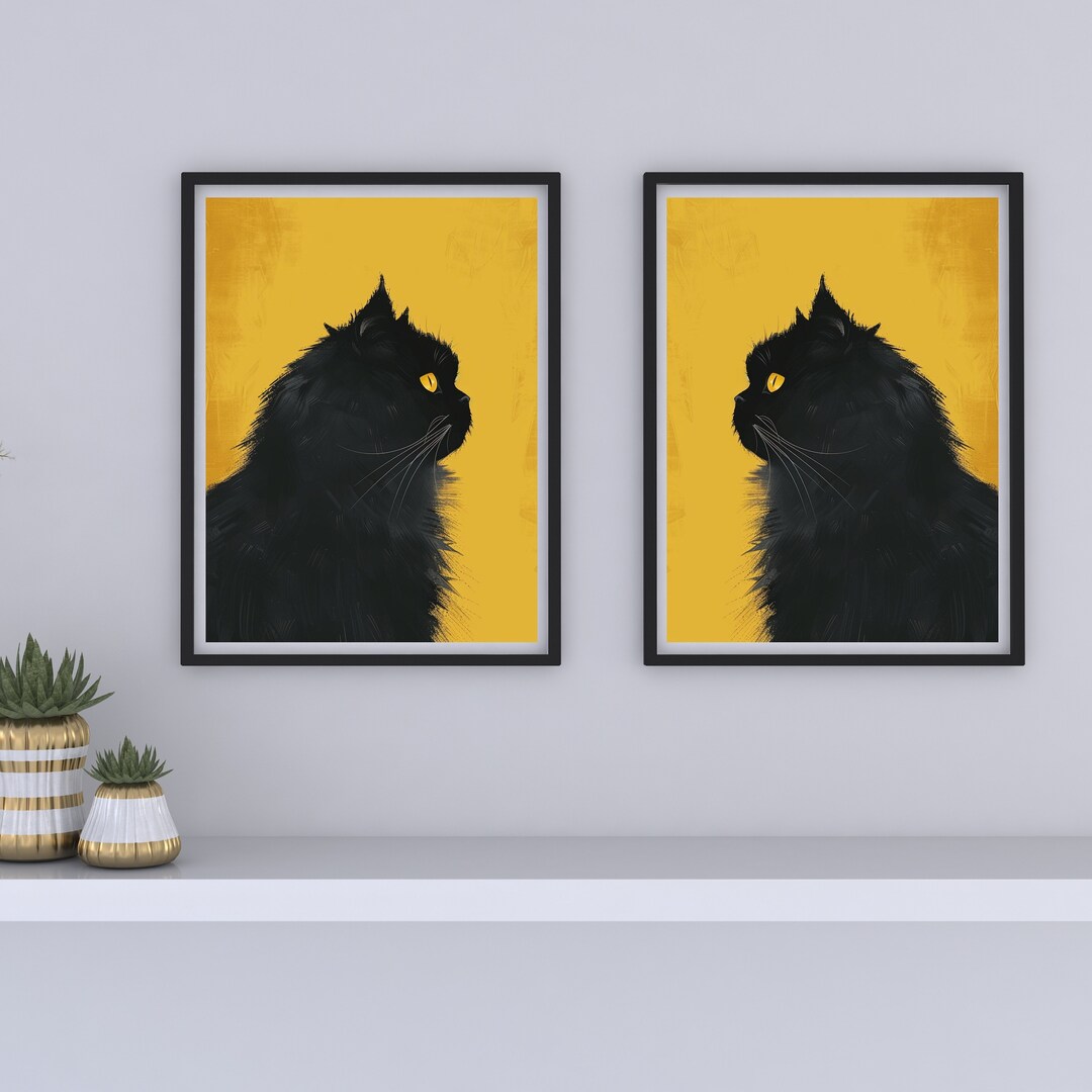 Cat Minimalist Art Print Modern Feline Silhouette Digital Download ...