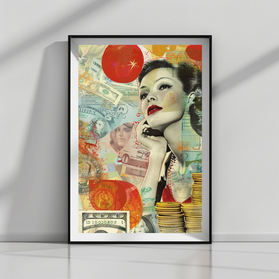 Mid Century Modern Money Art Print - Instant Download, Retro Financial ...