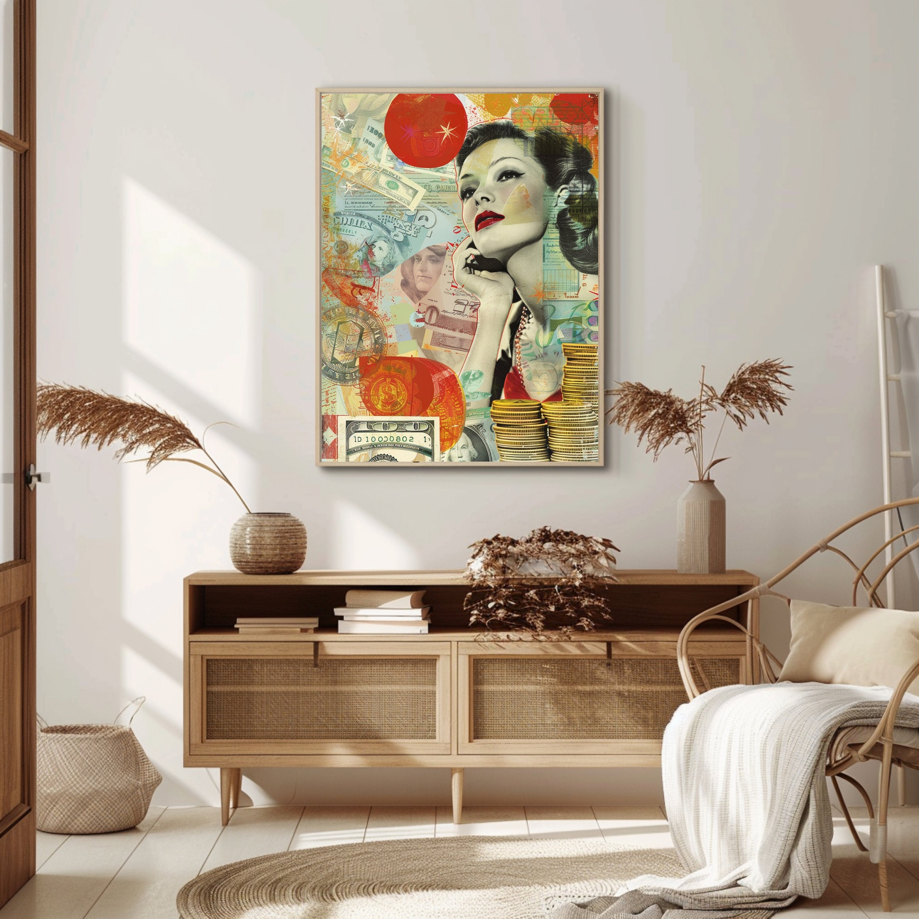 Mid Century Modern Money Art Print - Instant Download, Retro Financial ...