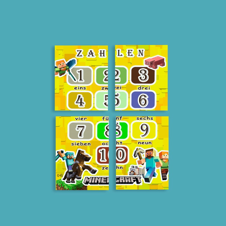Minecraft Number Postera2 - Etsy
