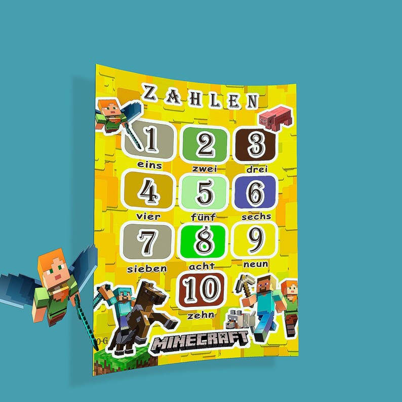 Minecraft Number Postera2 - Etsy