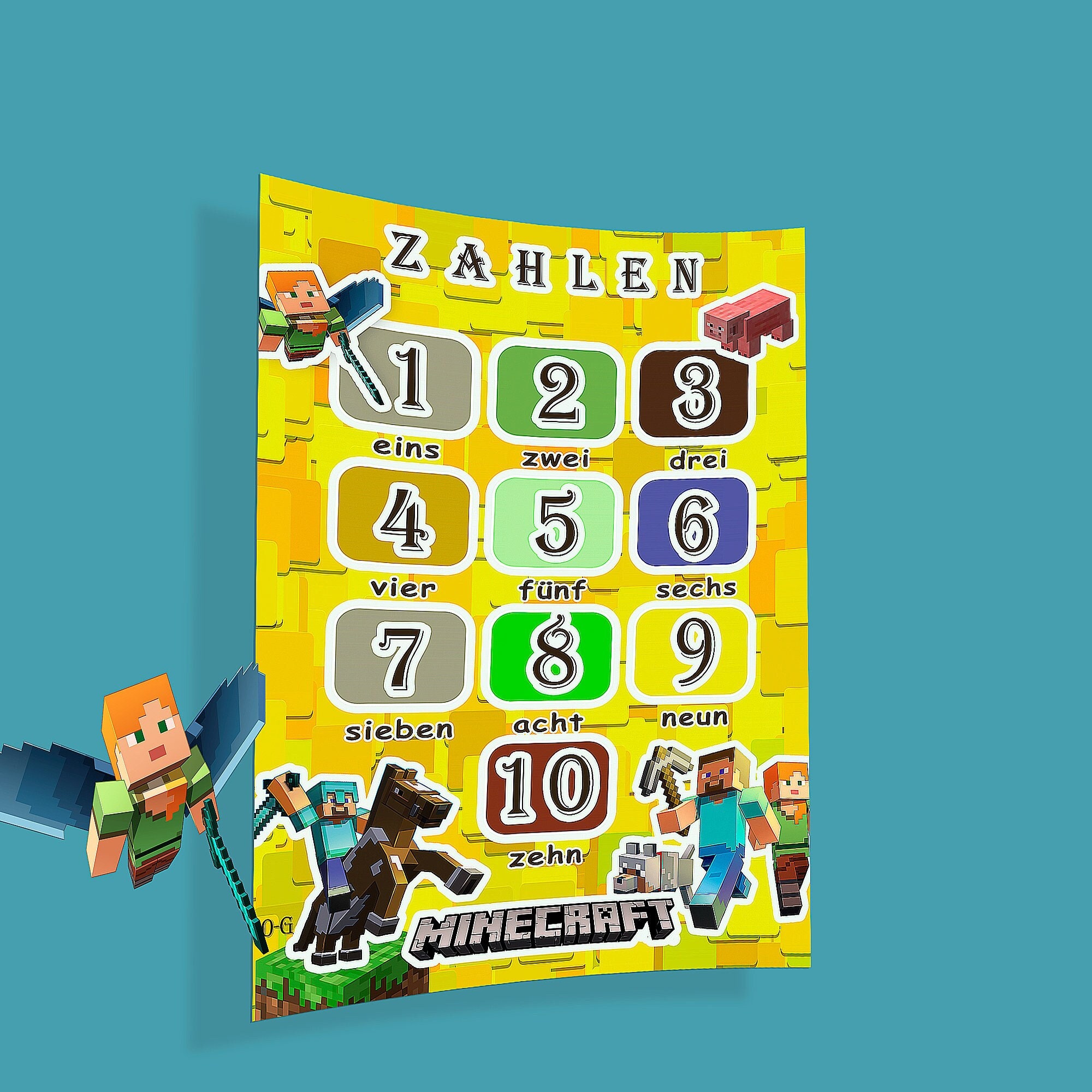 Minecraft Number Postera2 - Etsy
