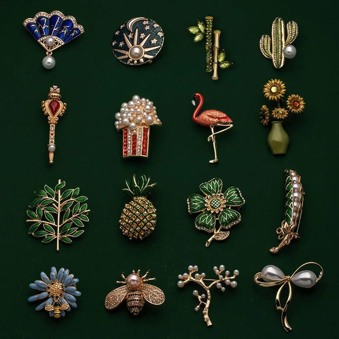 Fashion Animal Plant Lapel Pins Fruits Food Mix Brooches Badges ...