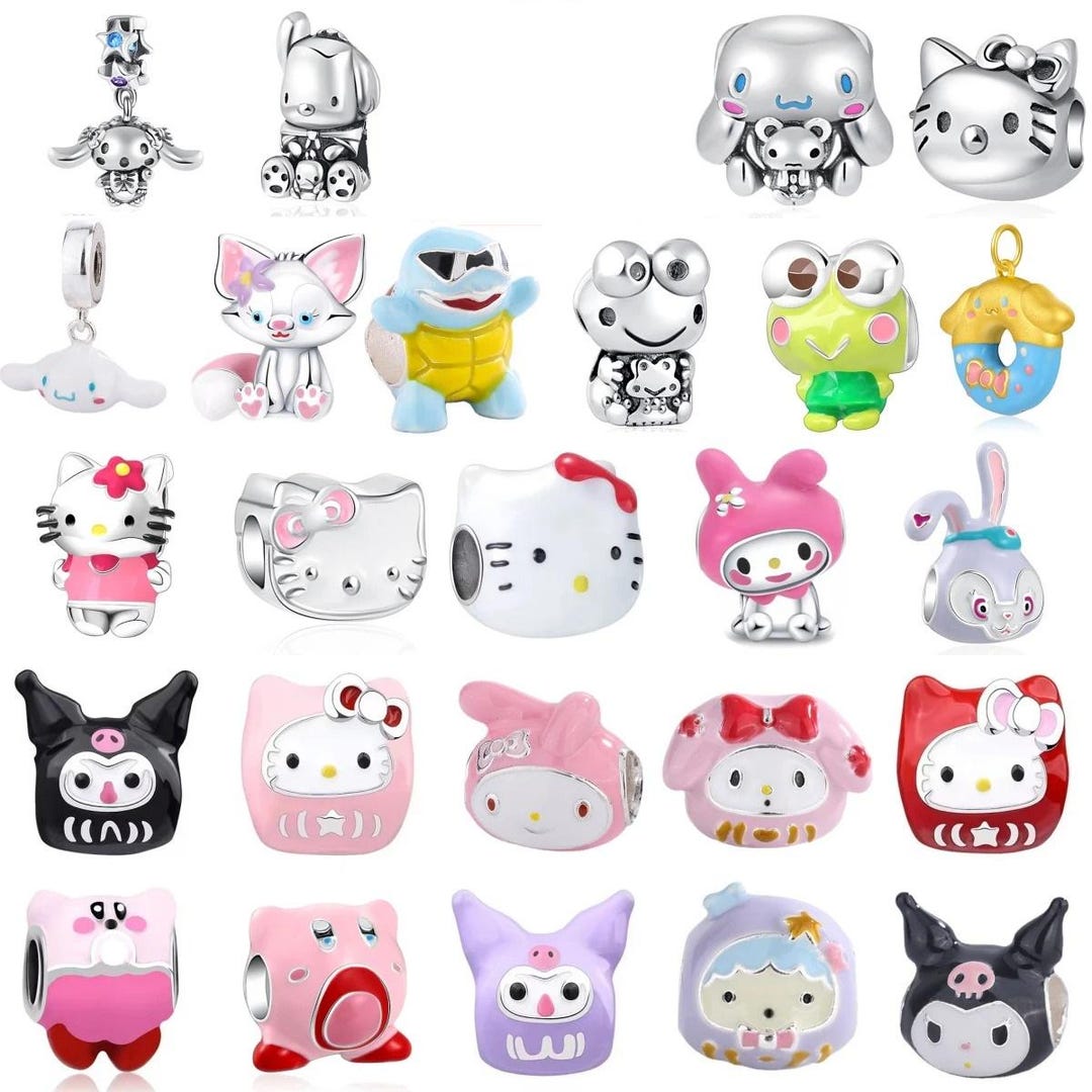 Hello Kitty Sanrio Kuromi Melody Big-eyed Frog Charms Silver 925 ...
