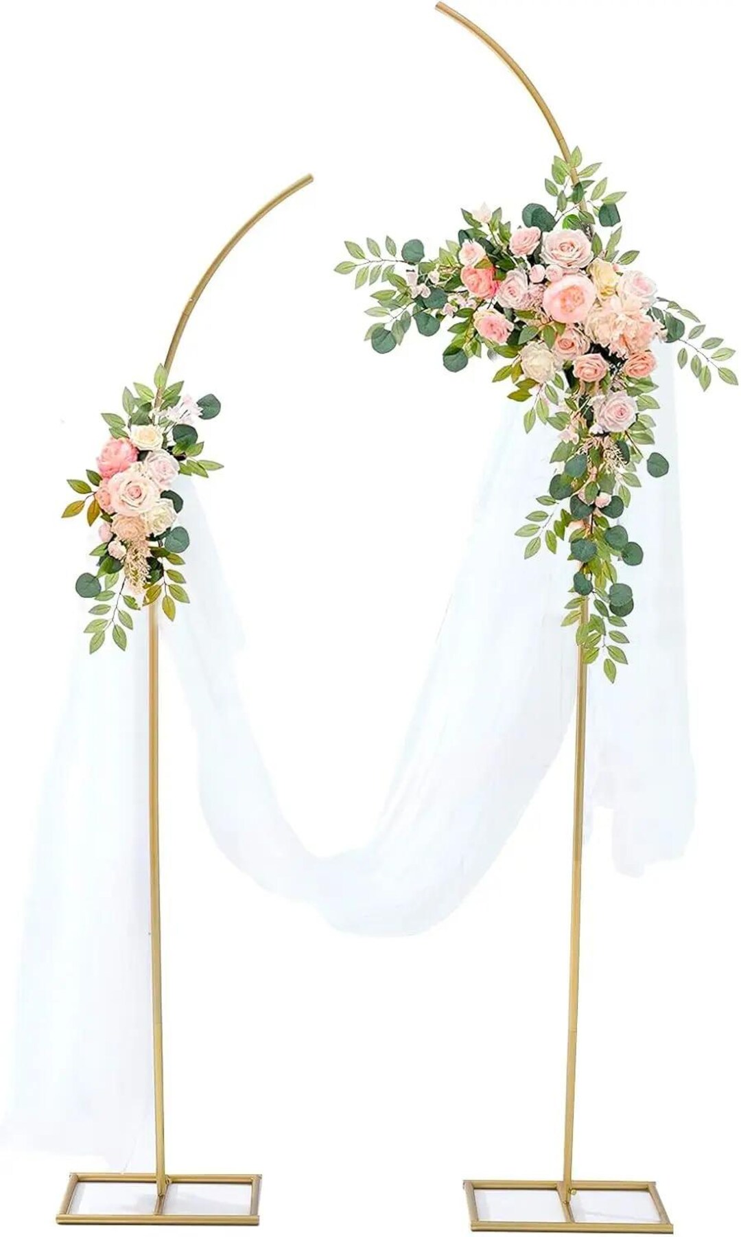 Set of 2 Gold Open Arch Backdrop Stand Metal Wedding Arch Stand Floral ...