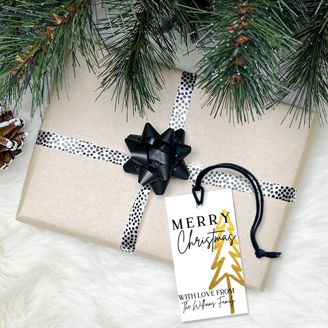 Personalized Gold Christmas Gift Tags, Editable Holiday Labels ...