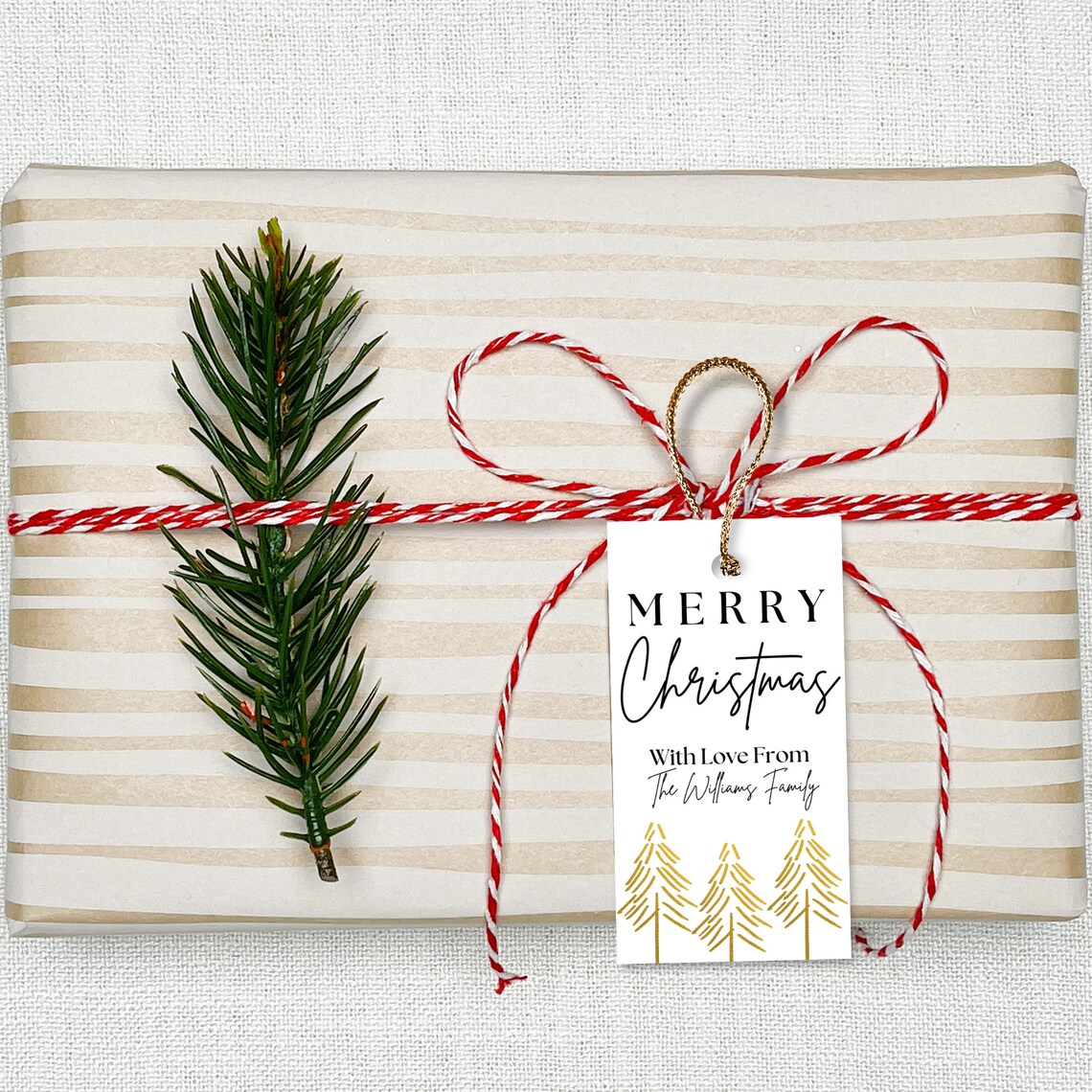 Personalized Gold Christmas Gift Tags, Editable Holiday Labels ...