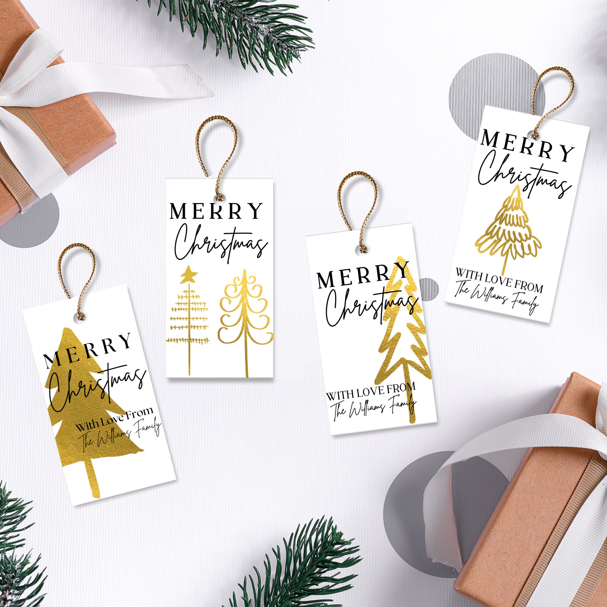 Personalized Gold Christmas Gift Tags, Editable Holiday Labels ...