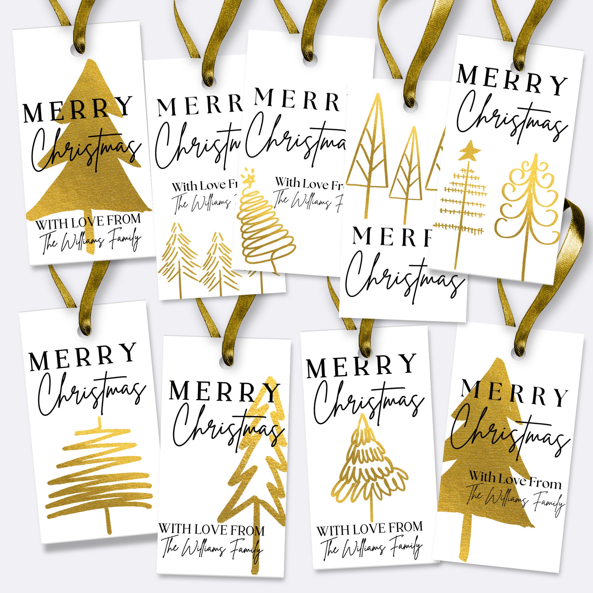 Personalized Gold Christmas Gift Tags, Editable Holiday Labels ...