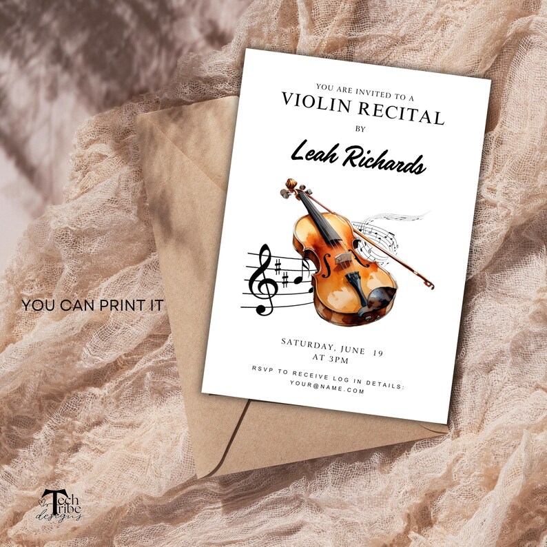 Cello Recital Invitation, Printable Digital Music Recital Invite ...
