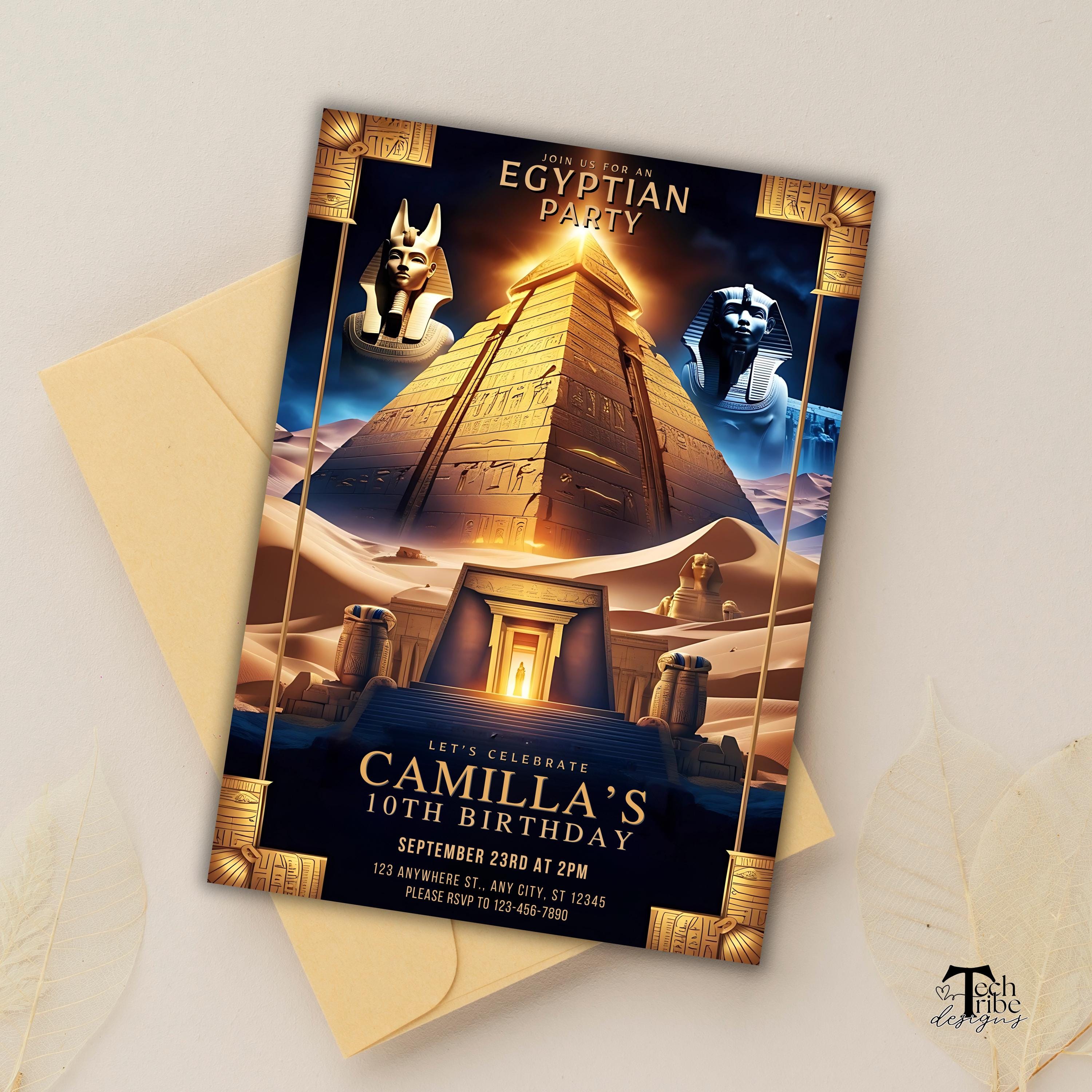 Egyptian Birthday Invitation, Ancient Egypt Party Invite, Custom ...