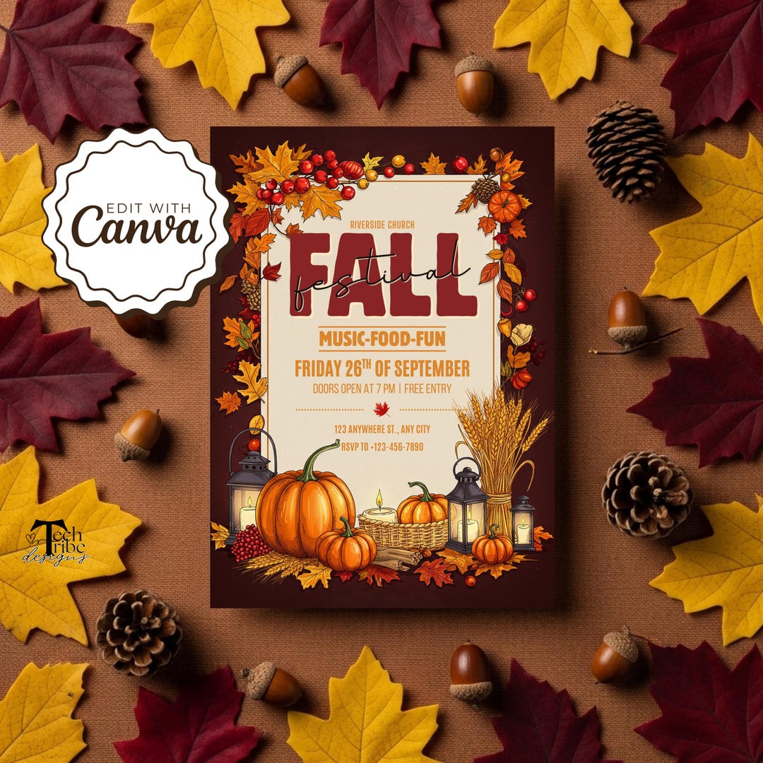 Fall Fest Flyer, Church Fall Festival Invite, Autumn Fundraiser ...