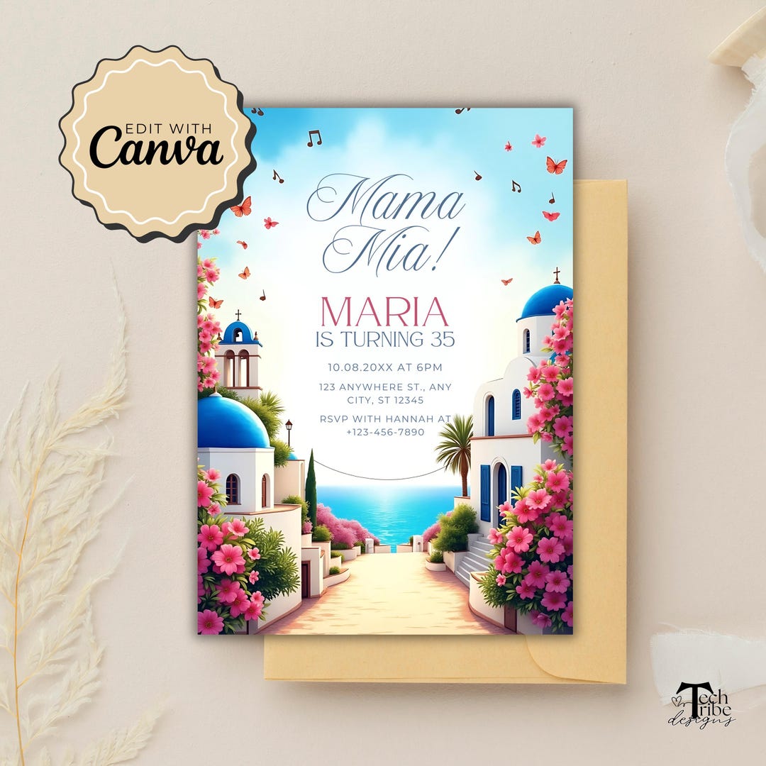 Mamma Mia Birthday Invite | Printable Party Invitation | Instant ...