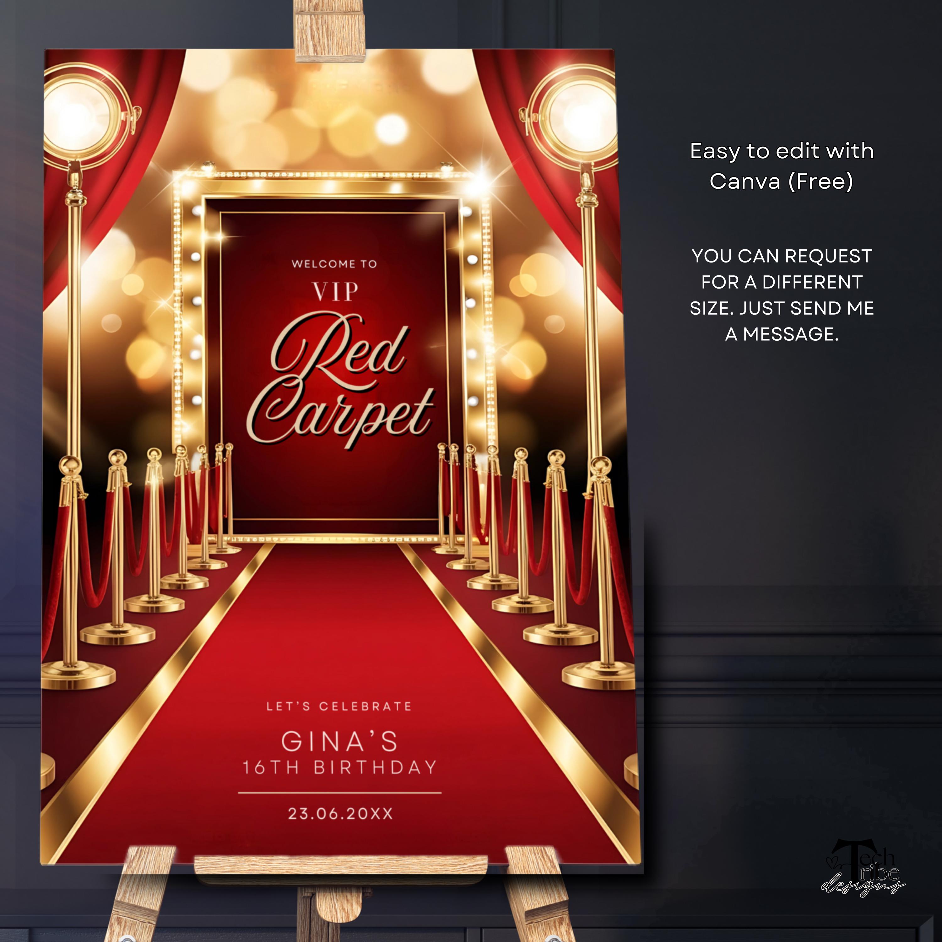 Red Carpet Welcome Sign Printable, Hollywood Theme Birthday Party ...