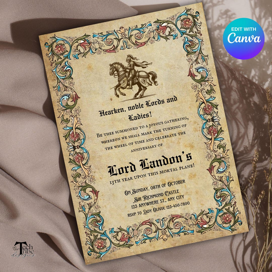 Medieval Invite - Printable Medieval Party Invitation, Digital ...