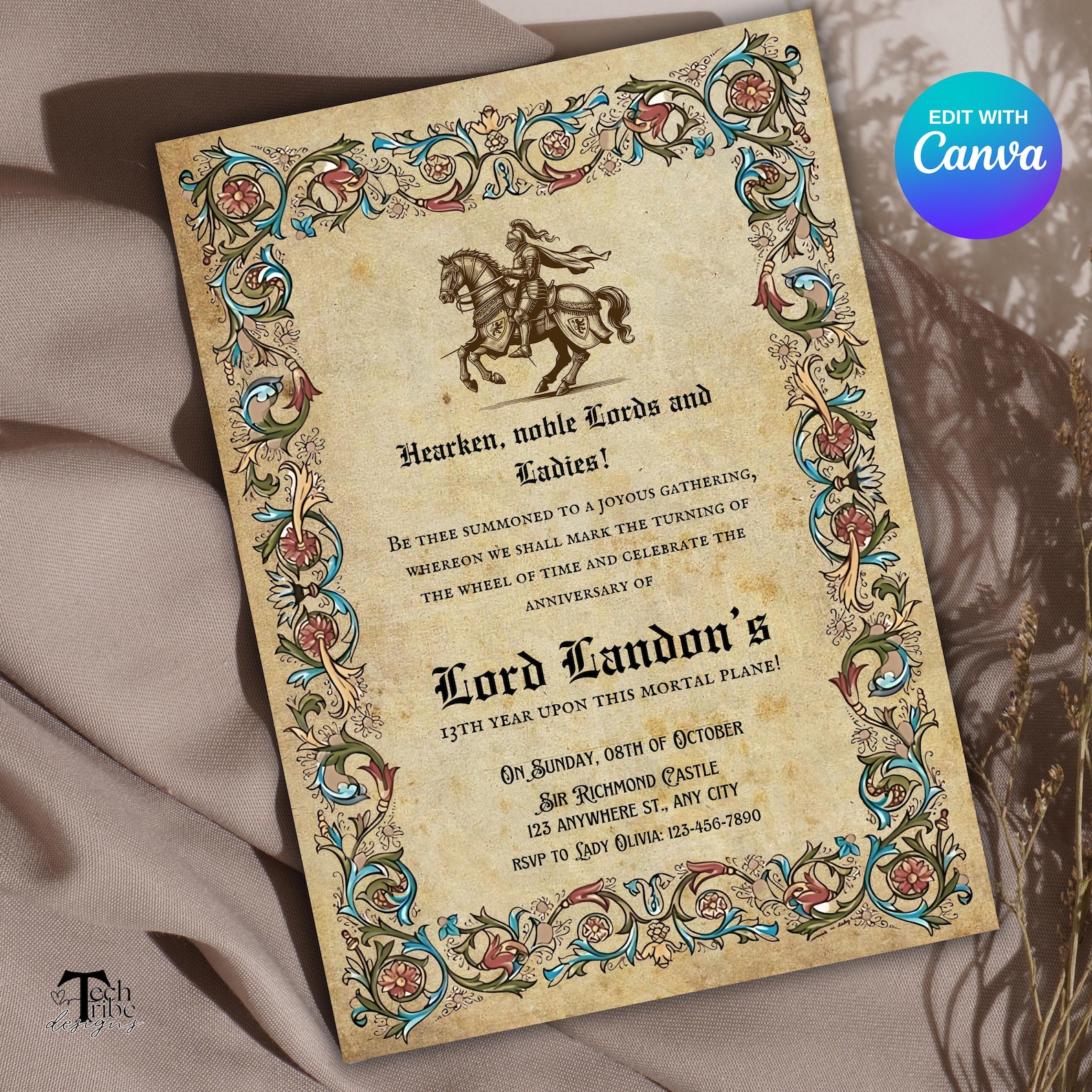 Medieval Invite - Printable Medieval Party Invitation, Digital ...