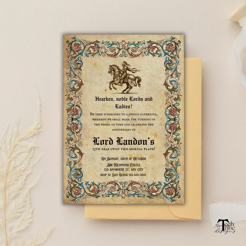 Medieval Invite - Printable Medieval Party Invitation, Digital ...