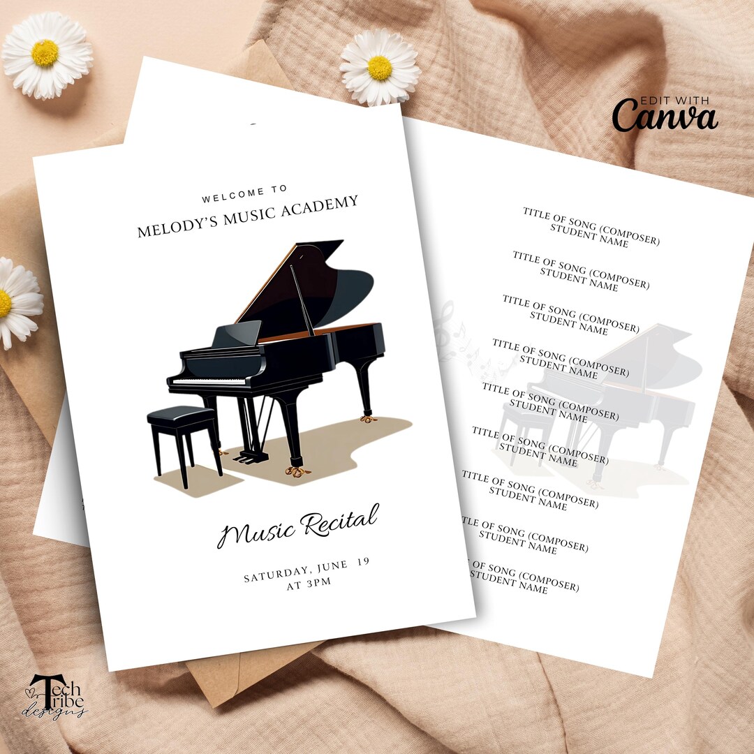 Recital Program Template - Music Recital Invitation & Printable Party ...