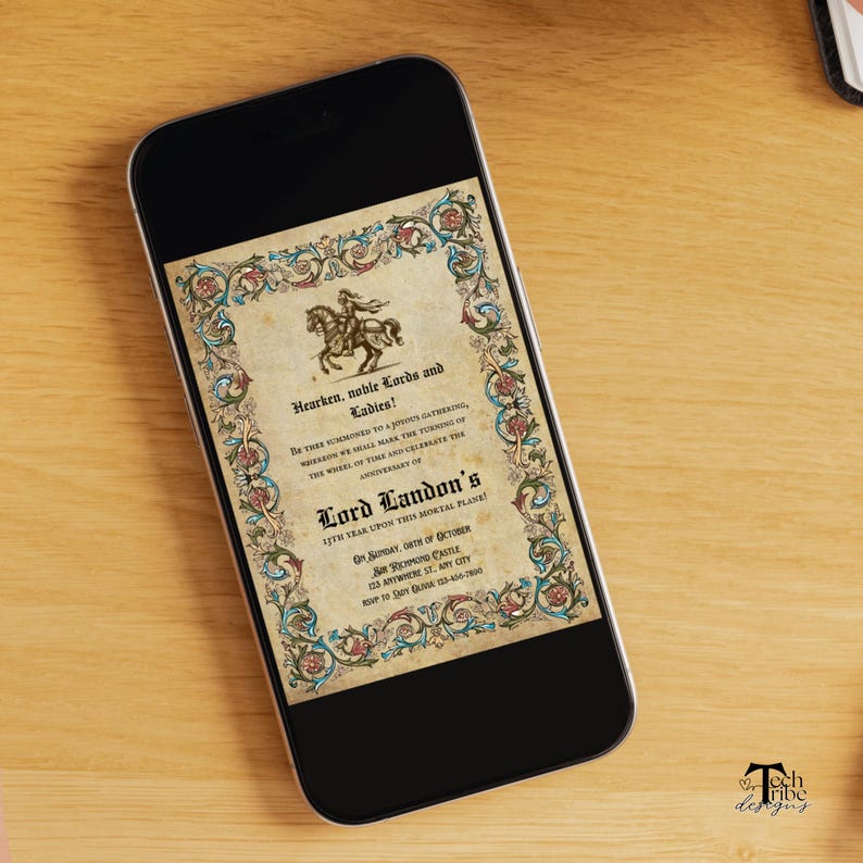 Medieval Invite - Printable Medieval Party Invitation, Digital ...