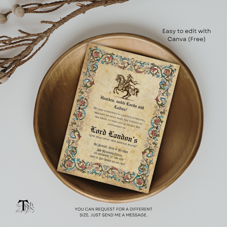 Medieval Invite - Printable Medieval Party Invitation, Digital ...