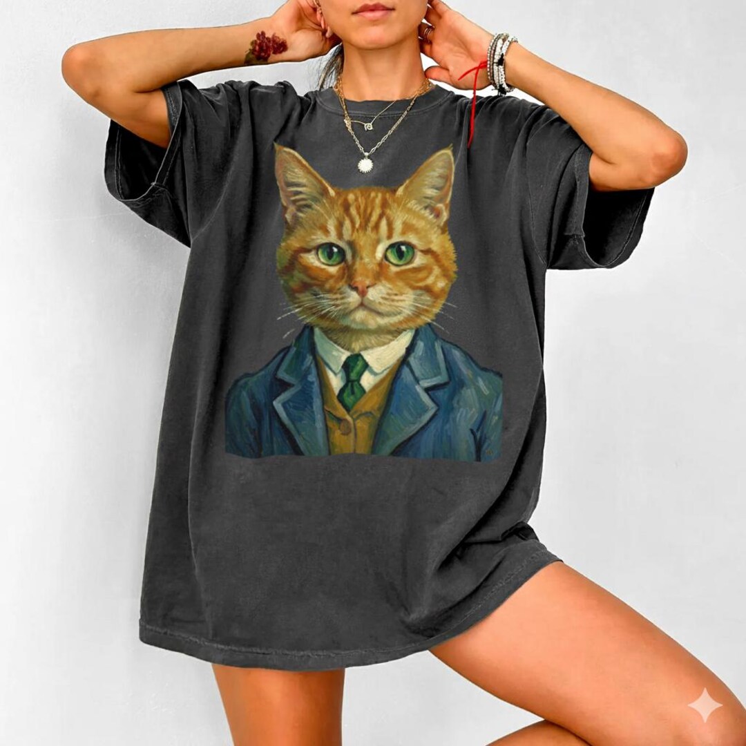 Van Gogh Inspired Ginger Cat Self Portrait Shirt, Impressionist Art ...