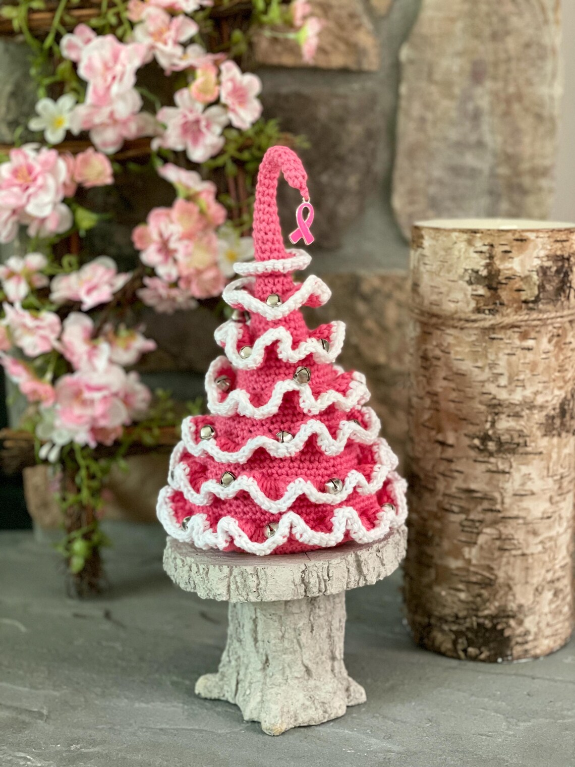 Crochet Christmas Tree, Pink Ribbon, Silver Bells, Breast Cancer ...