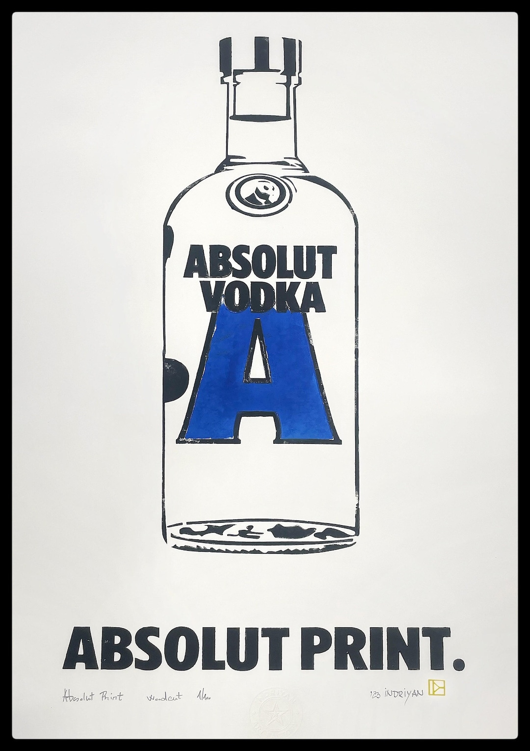 Absolut Print - Original Handmade Woodcut Print - Contemporary Art ...