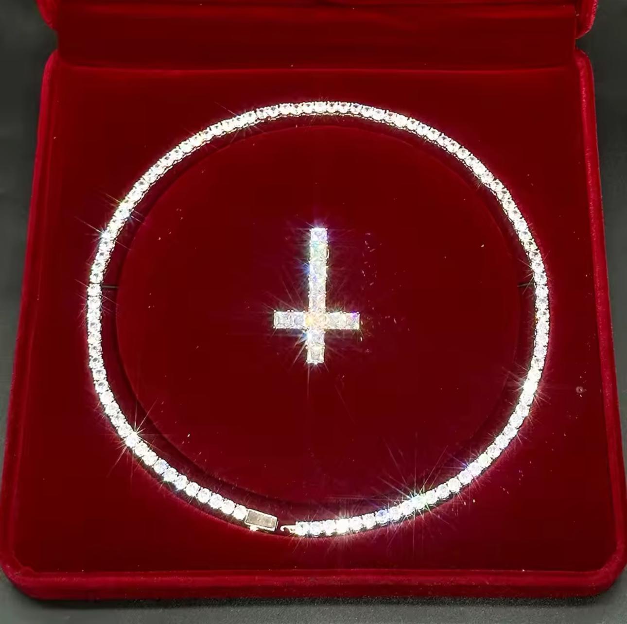 Upside Down Cross Necklace Opium Hip Hop Chain Inverted Cross Hip Hop ...