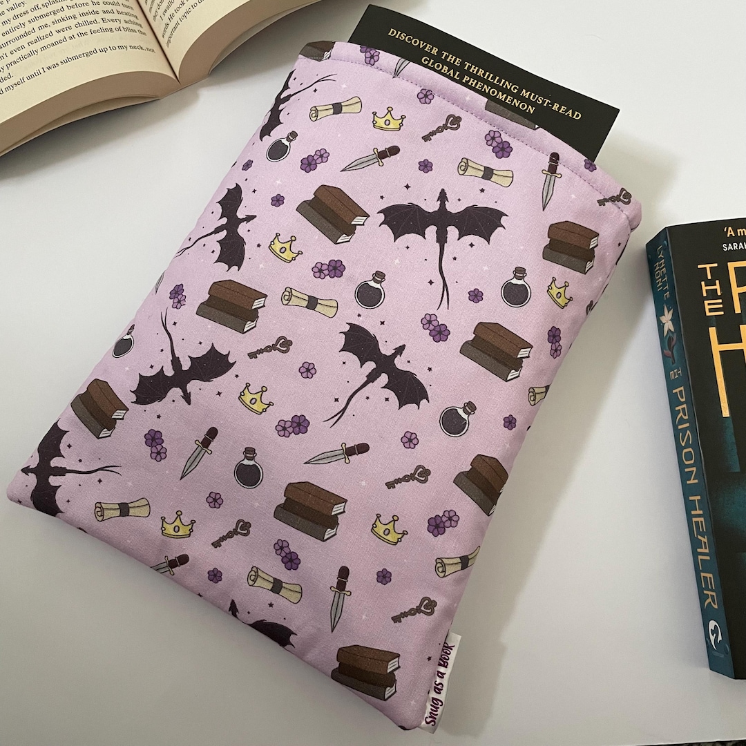 Fantasy Print Book Sleeve // Padded Book Sleeve With Pocket, Bookish ...
