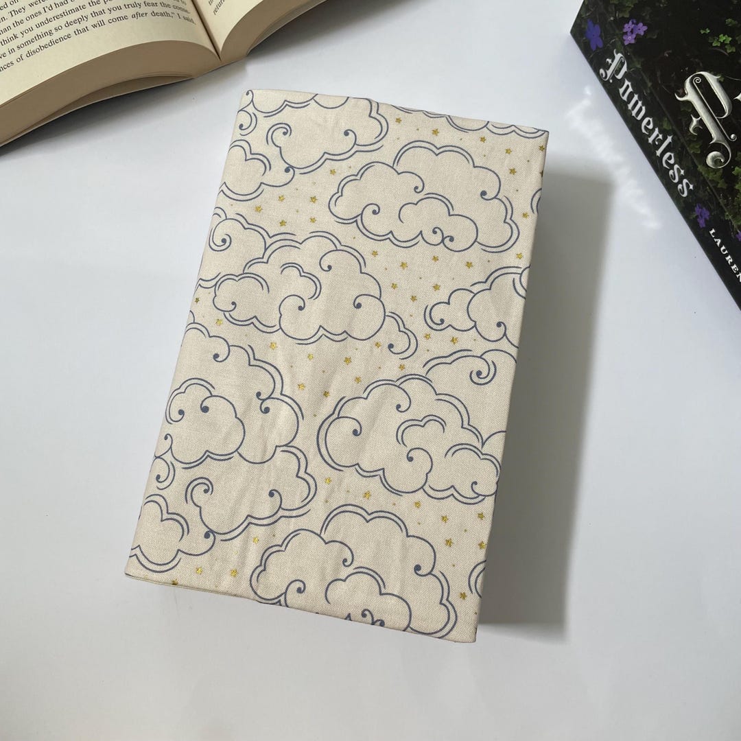 Cloud Print Adjustable Dust Jacket // Book Cover for Paperback, Dust ...