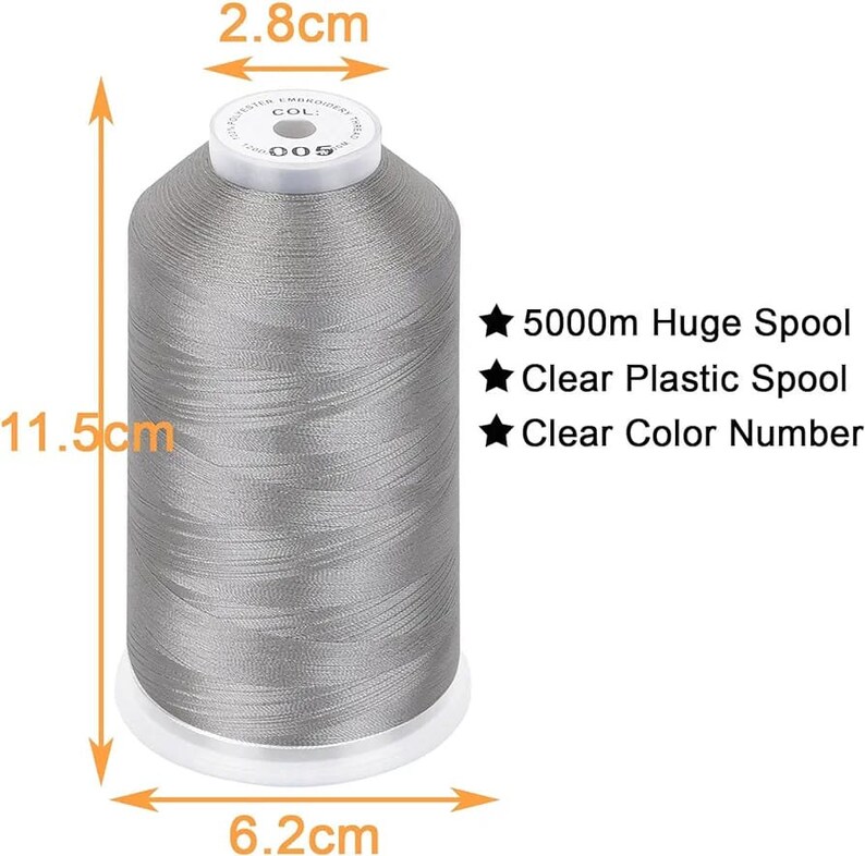 Black 5000M Embroidery Machine Thread 85 WT Use for Commercial and ...