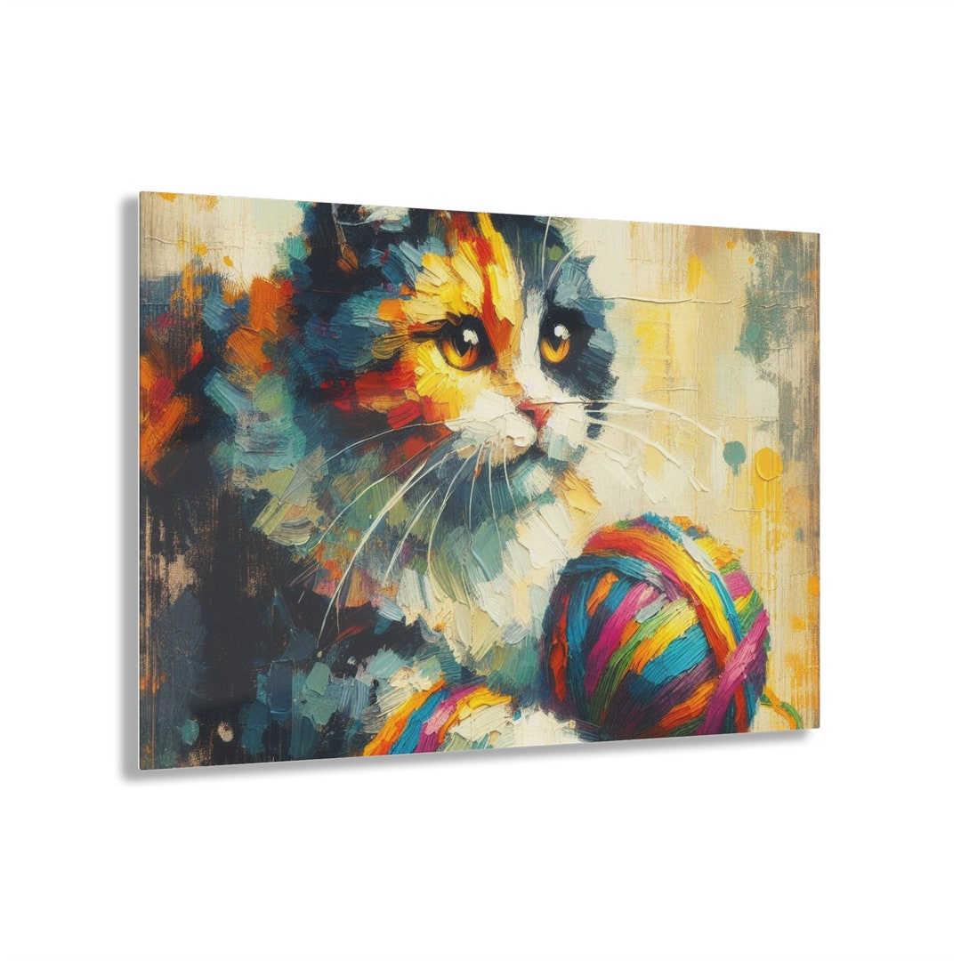 Art Cat Acrylic Wall Decor Cat Prints Gift New Home Gift Airbnb Wall ...