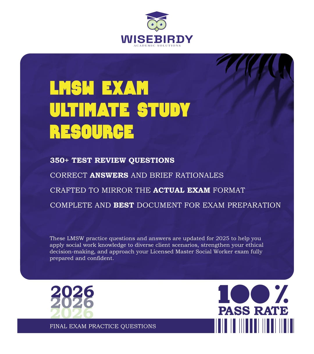 LMSW Exam Prep 2025: 300+ Practice Questions & Answers (digital ...