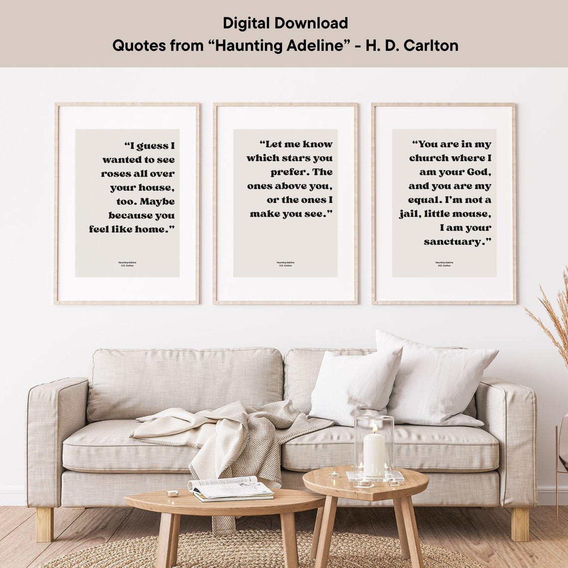 Haunting Adeline Quote Poster Set – Dark Romance Printable Wall Art (3 ...