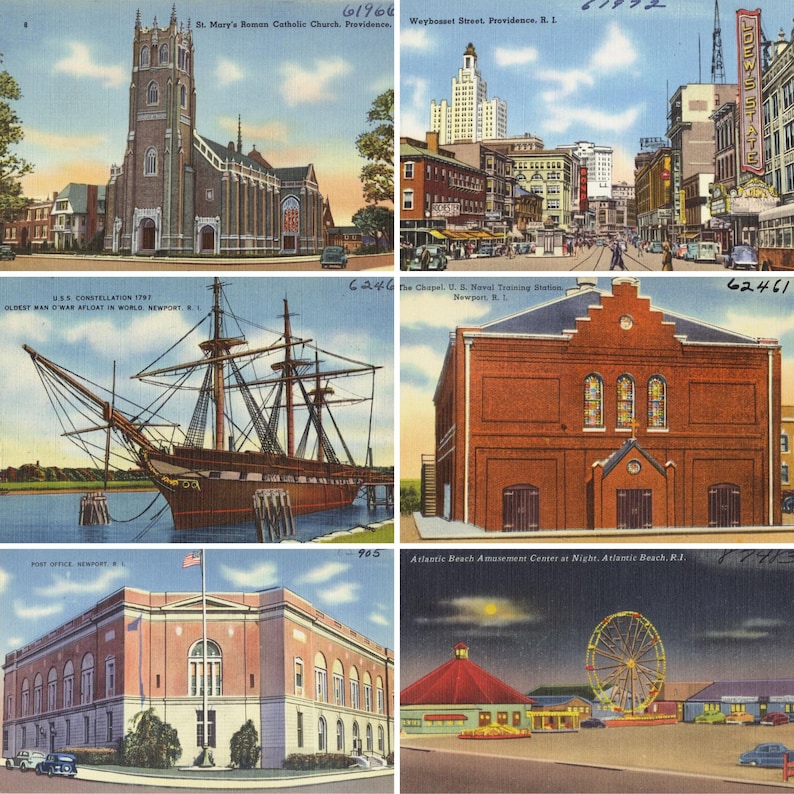 Vintage Rhode Island Postcard Collection: 230+ Printable Landmark ...