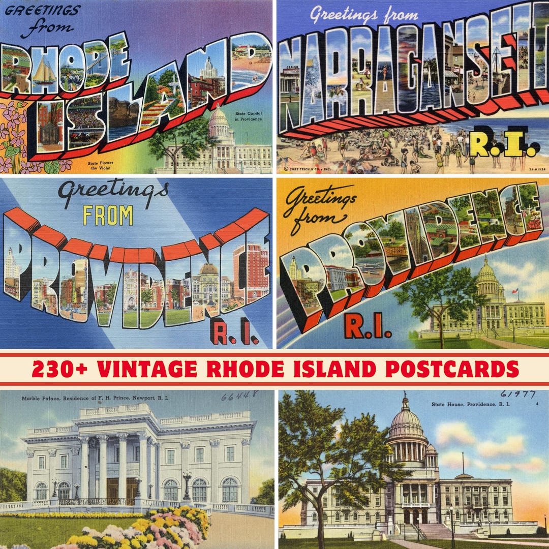 Vintage Rhode Island Postcard Collection: 230+ Printable Landmark ...