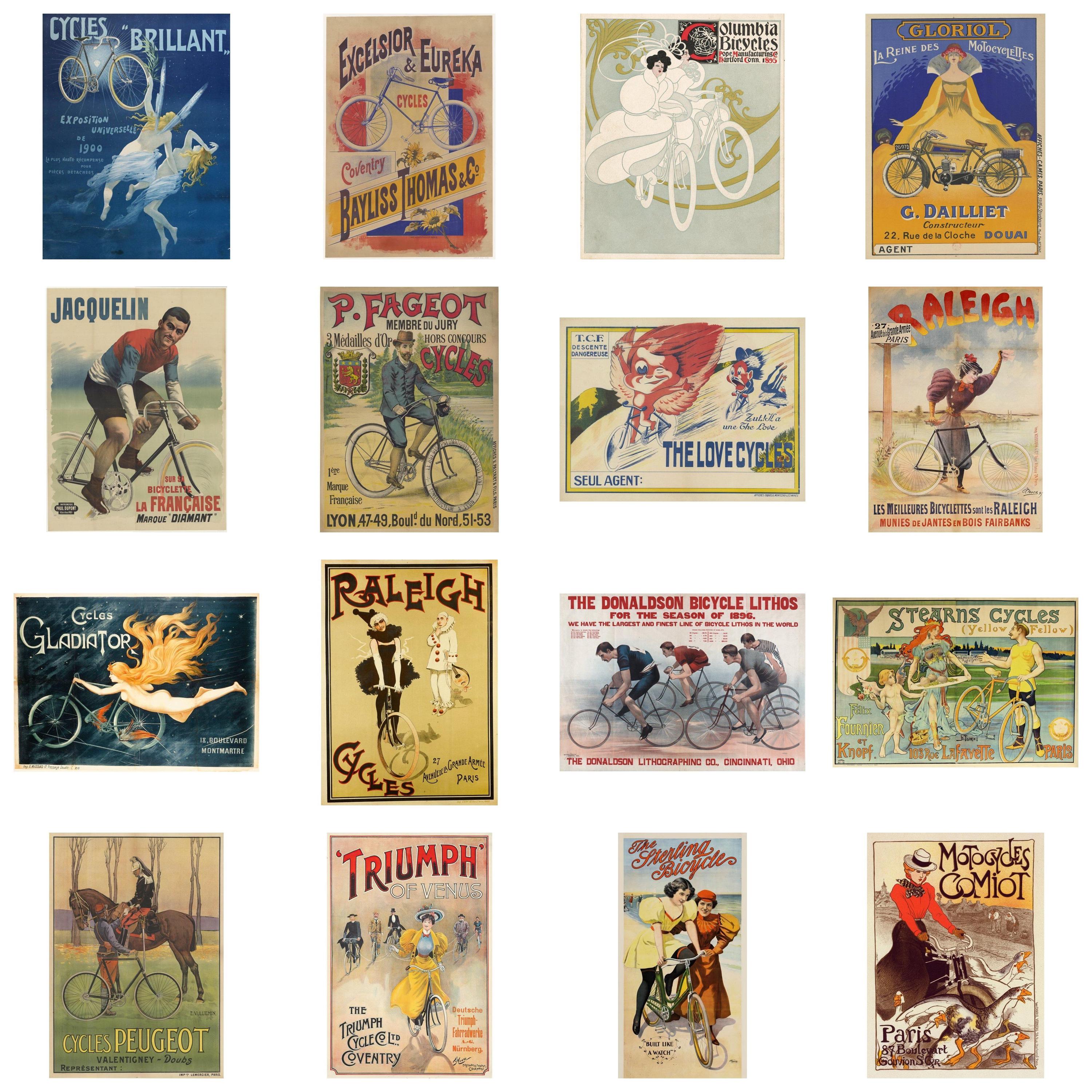 Vintage Bicycle Ad Collection: 120+ Retro Cycling Posters (300 DPI ...
