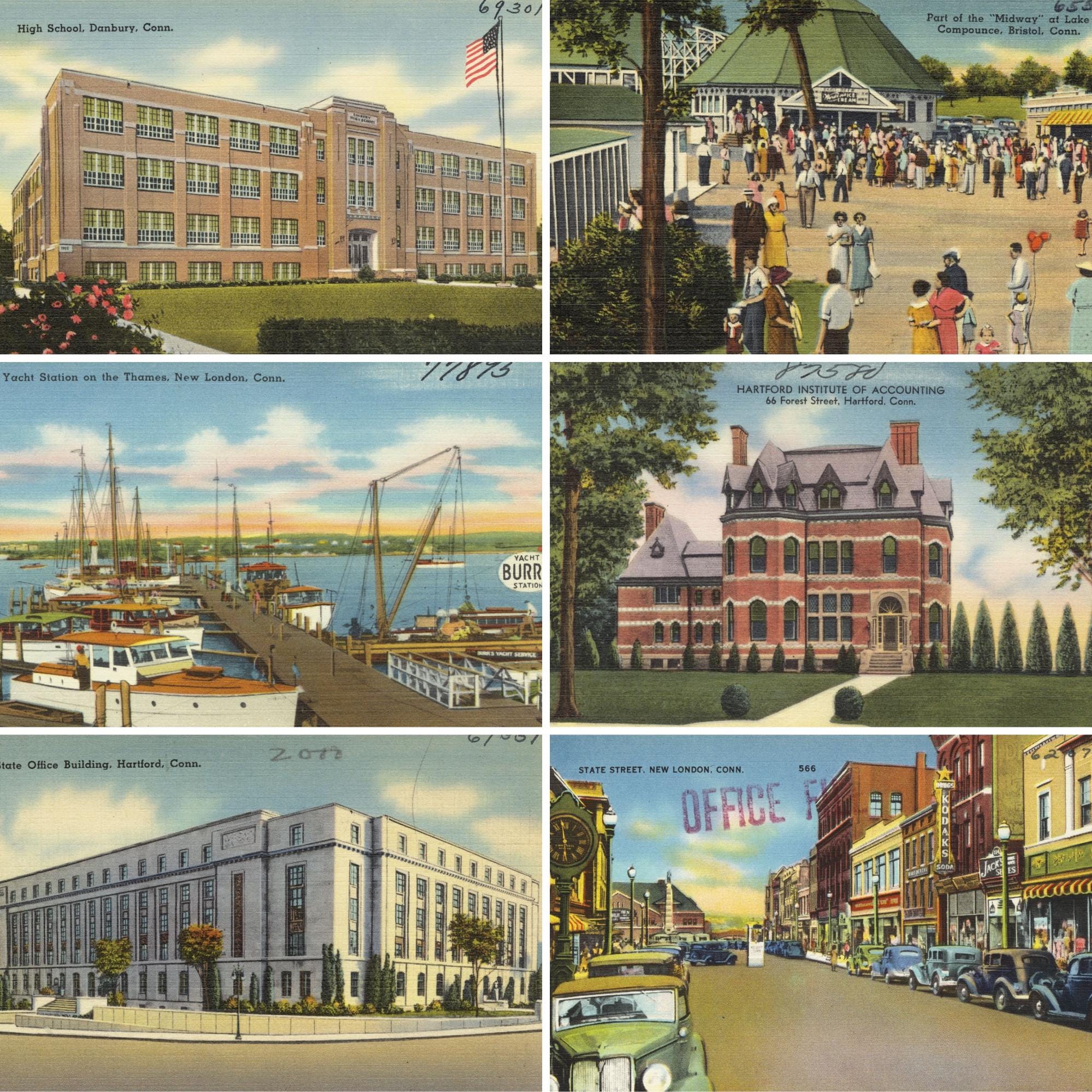 500 Vintage Connecticut State Greeting Card & Postcard Collection 300 ...