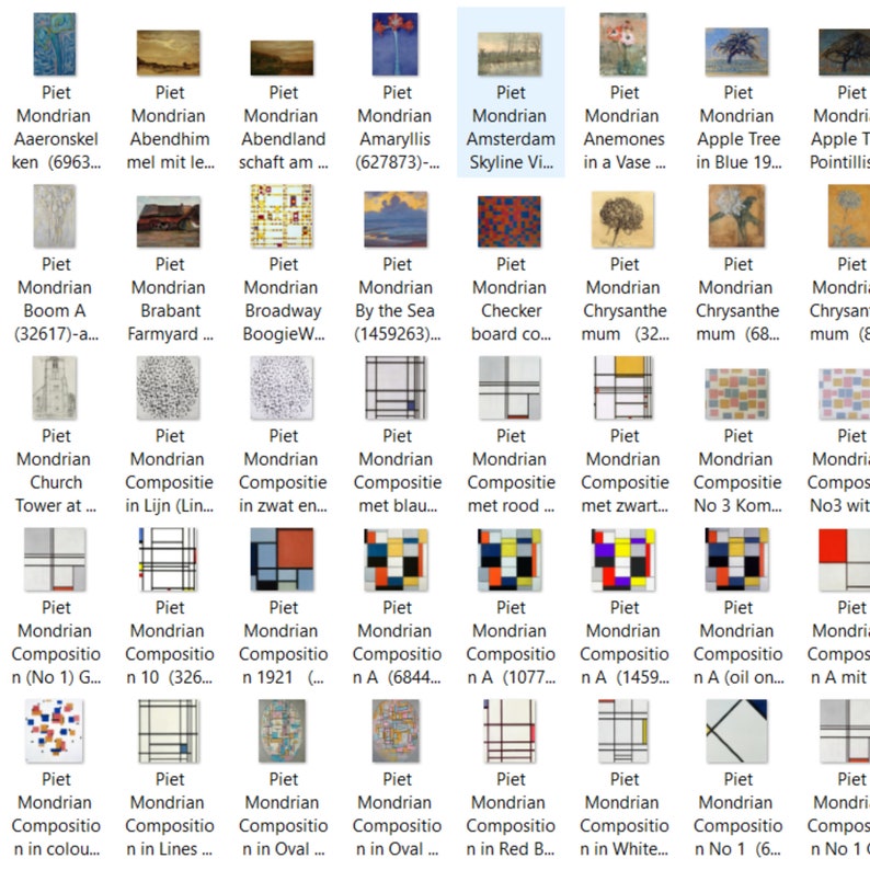 350 High-res Piet Mondrian Art Collection 300 DPI Printable Digital ...
