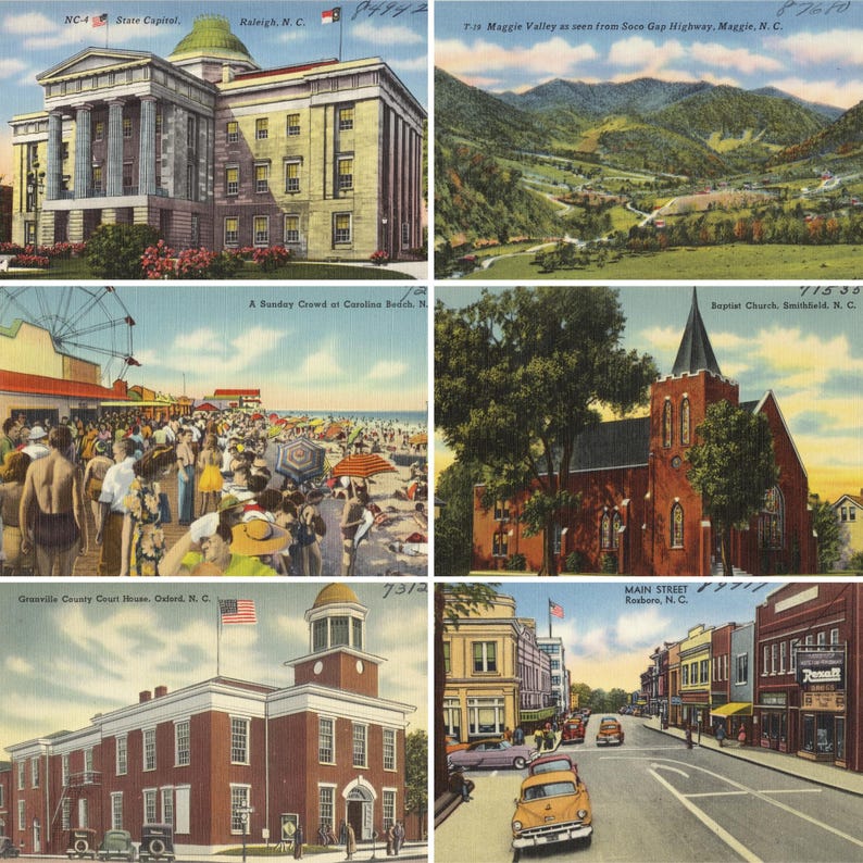 Vintage North Carolina Postcard Collection: 750+ Printable Landmarks ...
