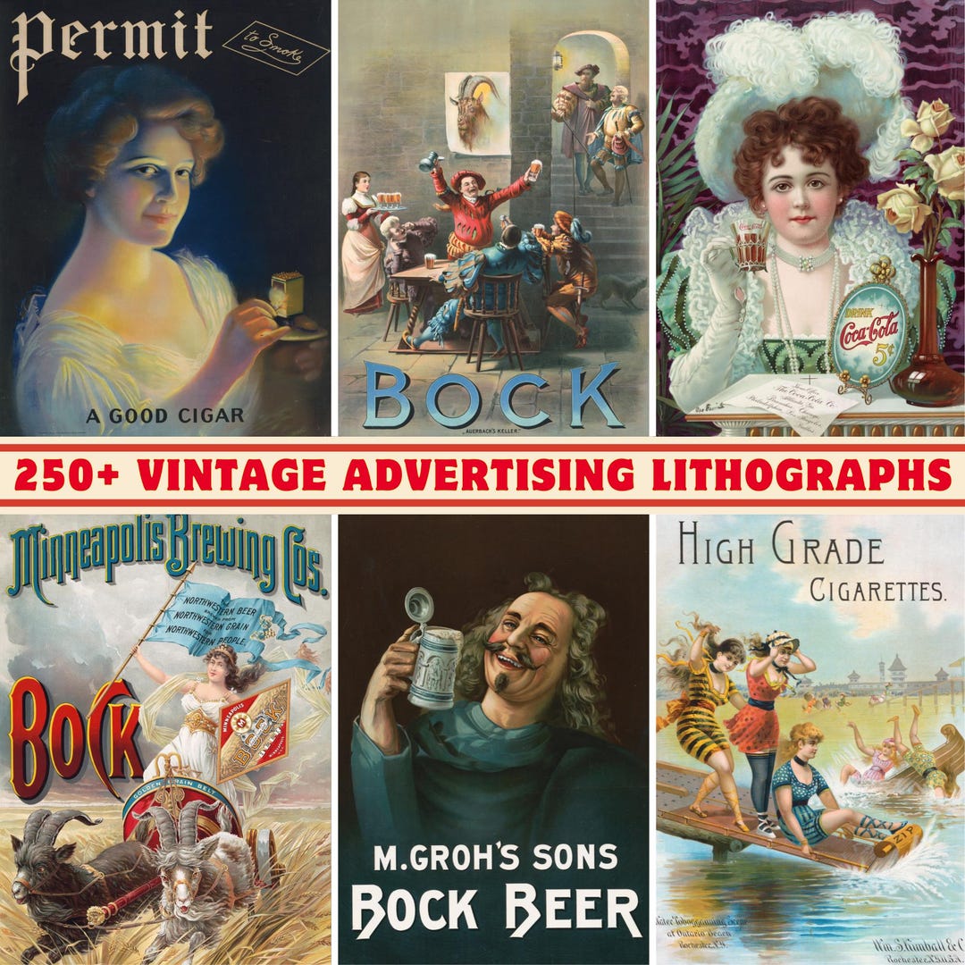 Vintage Advertising Lithographs Collection: 250+ Retro Ad Prints (300 ...